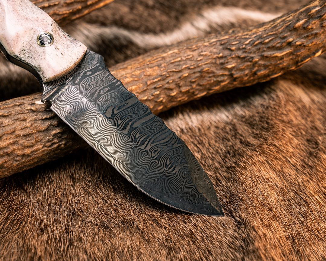 Disaster Cub- Baker Forge Matrix Pattern Damascus- CO Elk Antler, Mosa ...
