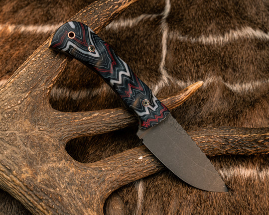 Cavner- Black, Grey, Red and White Patterned Micarta, Mosaic Pins, Cop ...