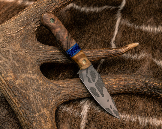 Field Knife Jr- Buckeye, Blue G10, Brass and Sodalite Tru-stone Split ...