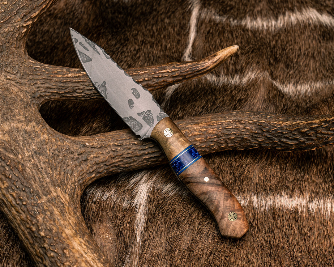 Field Knife Jr- Buckeye, Blue G10, Brass and Sodalite Tru-stone Split ...