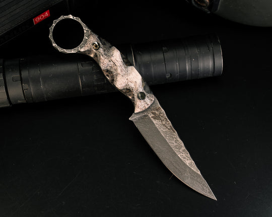 Osoraku 3" Mini- CO Elk Antler over Dyed Buckeye Burl, Mosaic Pins, Te ...