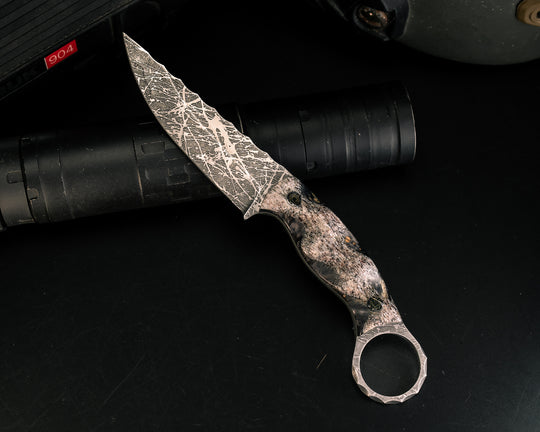 Osoraku 3" Mini- CO Elk Antler over Dyed Buckeye Burl, Mosaic Pins, Te ...