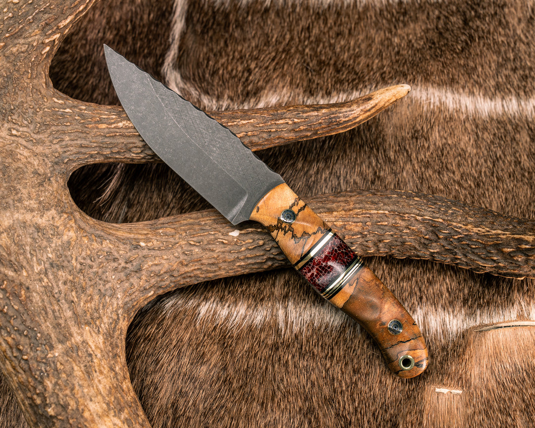 Feather Light- Spalted Tamarind, Black G10 and Brass Pin Striping, Red ...