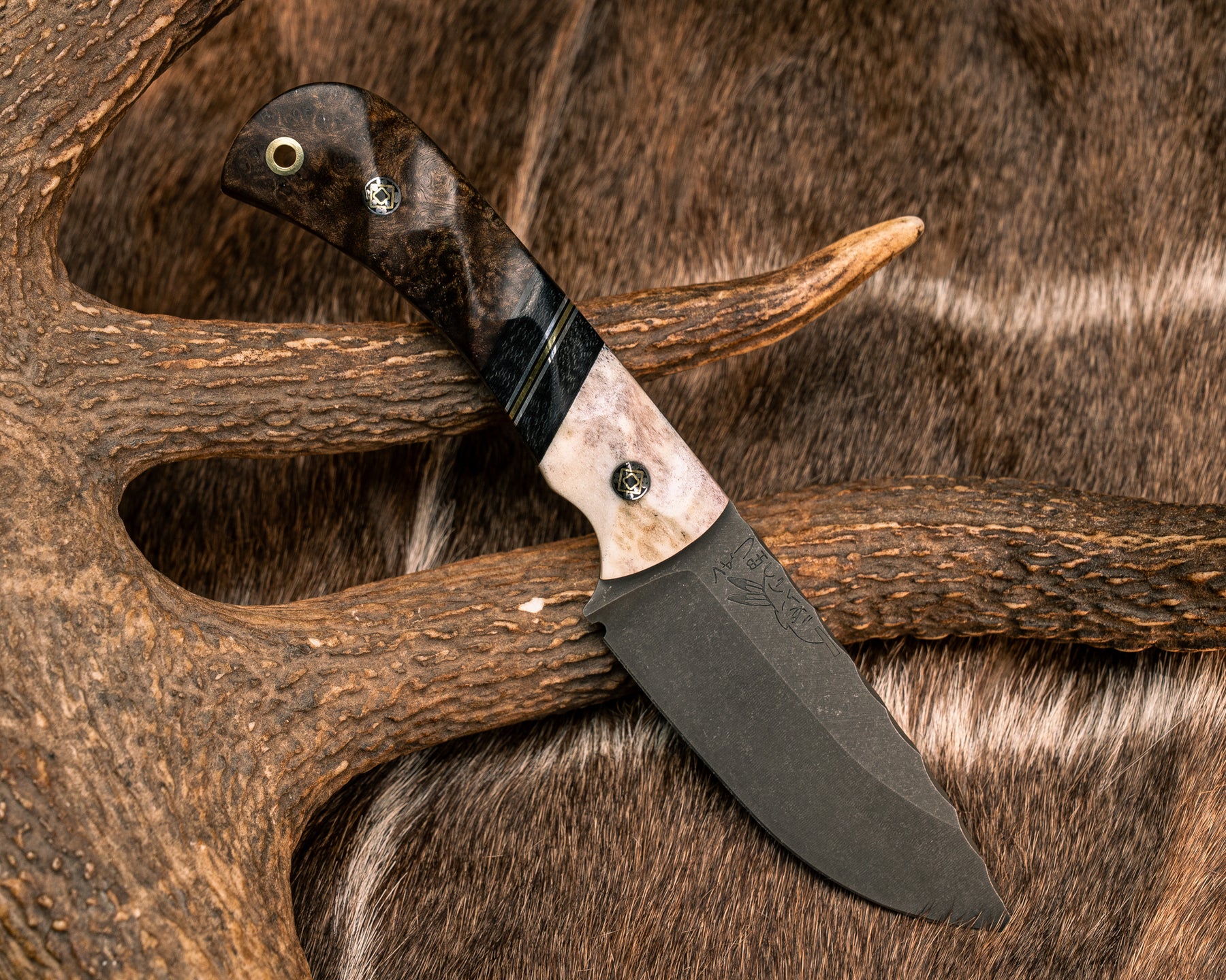 Cav Jr- CO Elk Antler, Black G10, Black Canvas Micarta, Aluminum and B ...