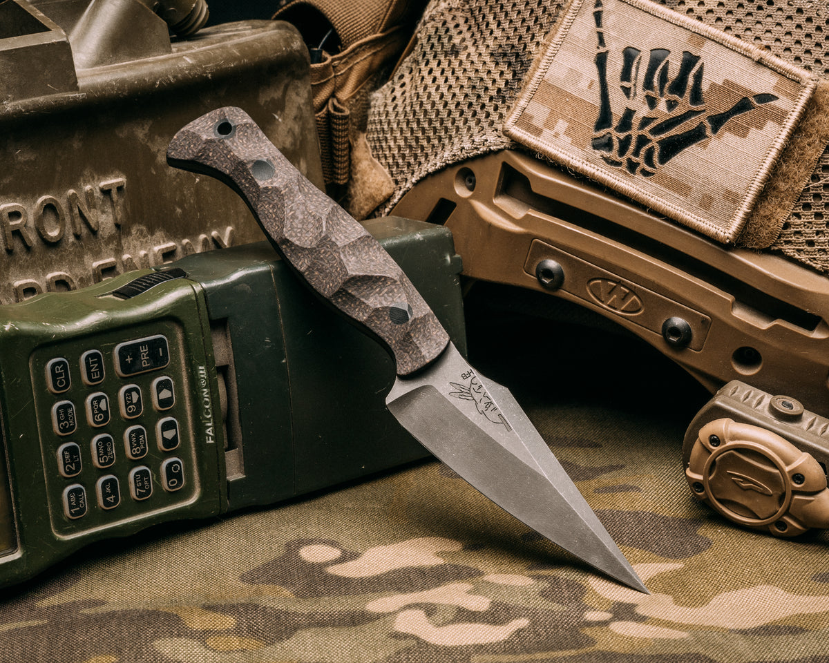 Gulo Gulo- Bison Jute Micarta, CF pin, CF lanyard pin, chaos grip ...