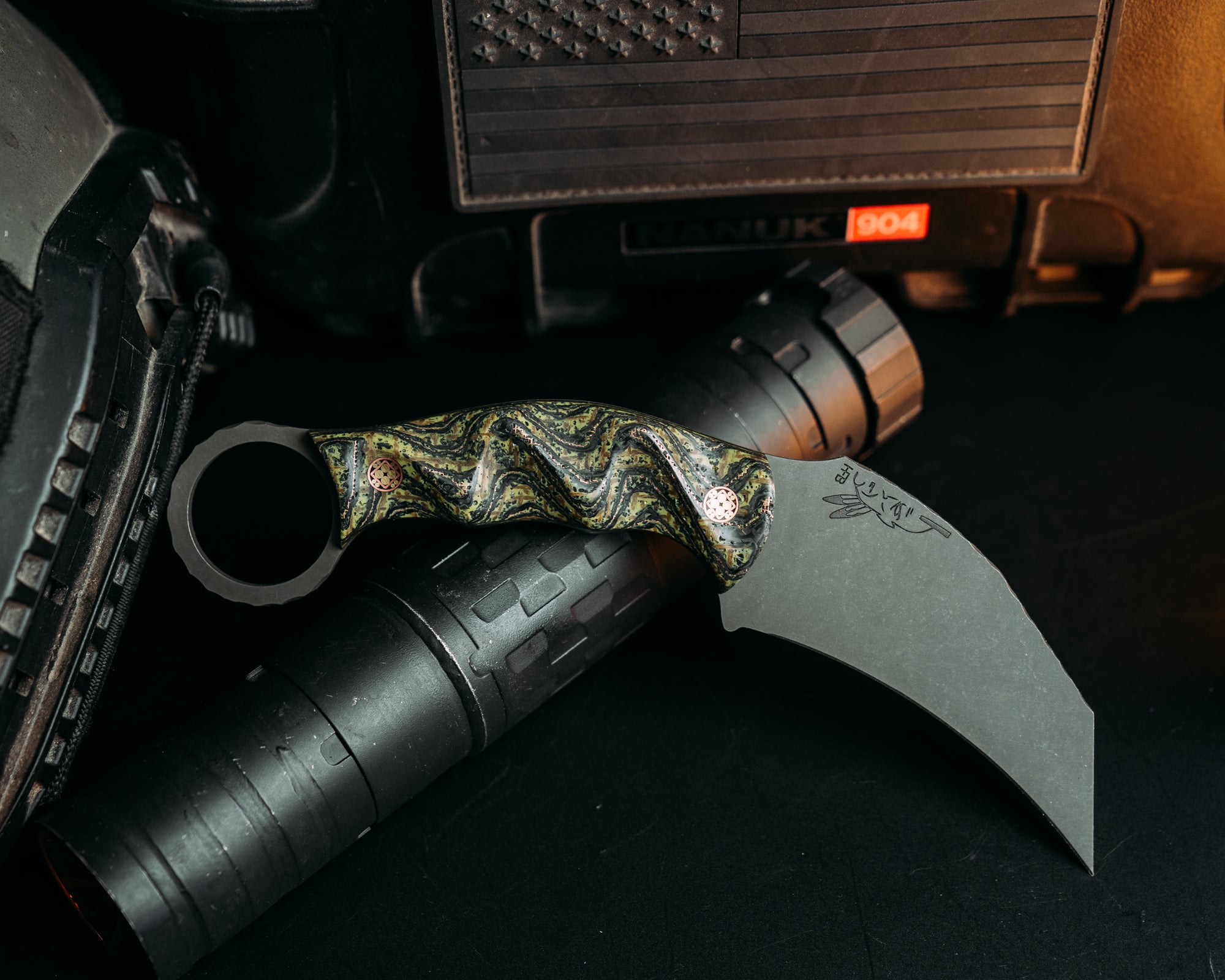 Karambito - Carbon, Copper Mesh, Rubber, Micarta and Green Resin, Mosa ...