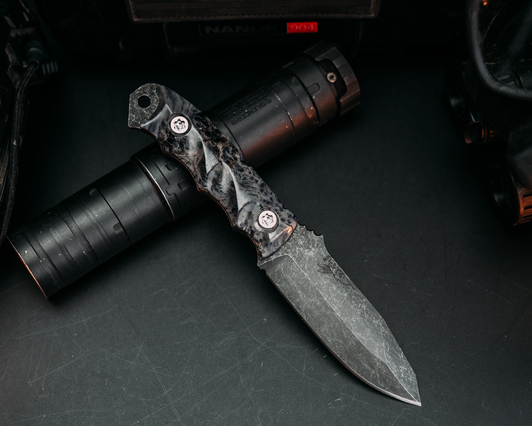 Disaster Jr - Dyed Black Ash Burl, Ti Torx Bolts, Smooth Grip. – Half ...