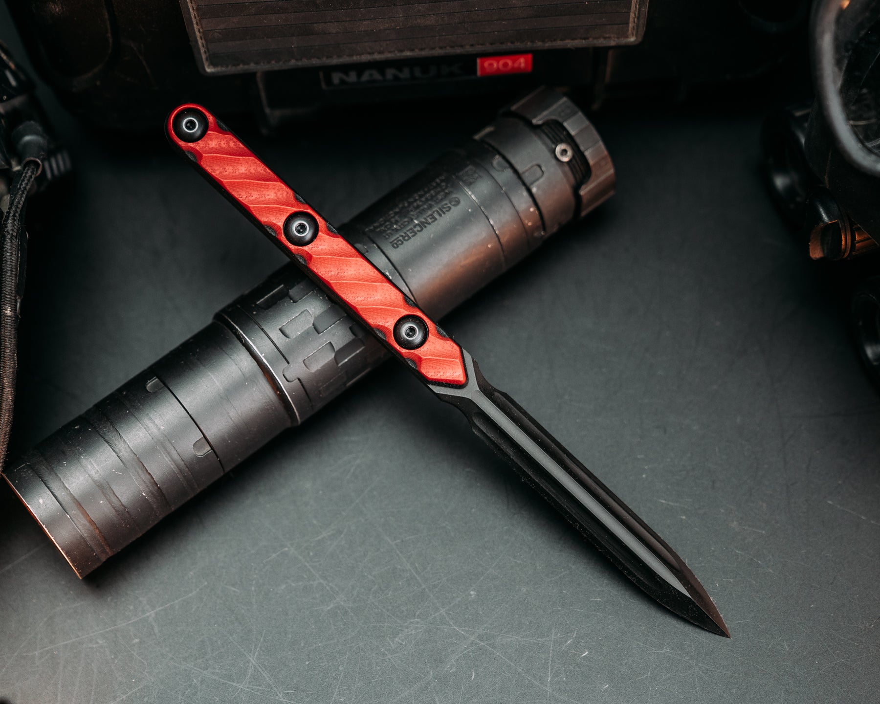 OSS Spike - Cherry Red/Black G10, Armor Black Cerakote, Allen Bolts, T ...
