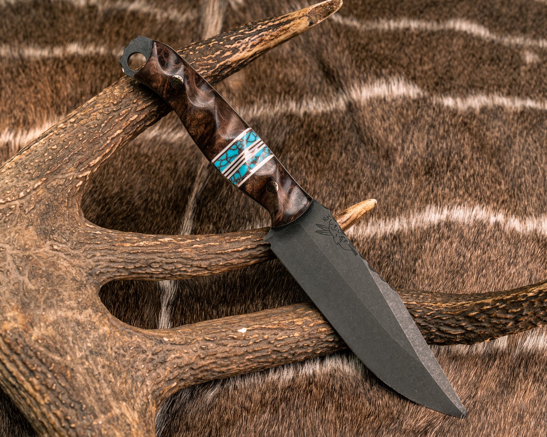 Crow Scout Drop Point- Redwood Burl, White G10 and Copper Pin Striping ...