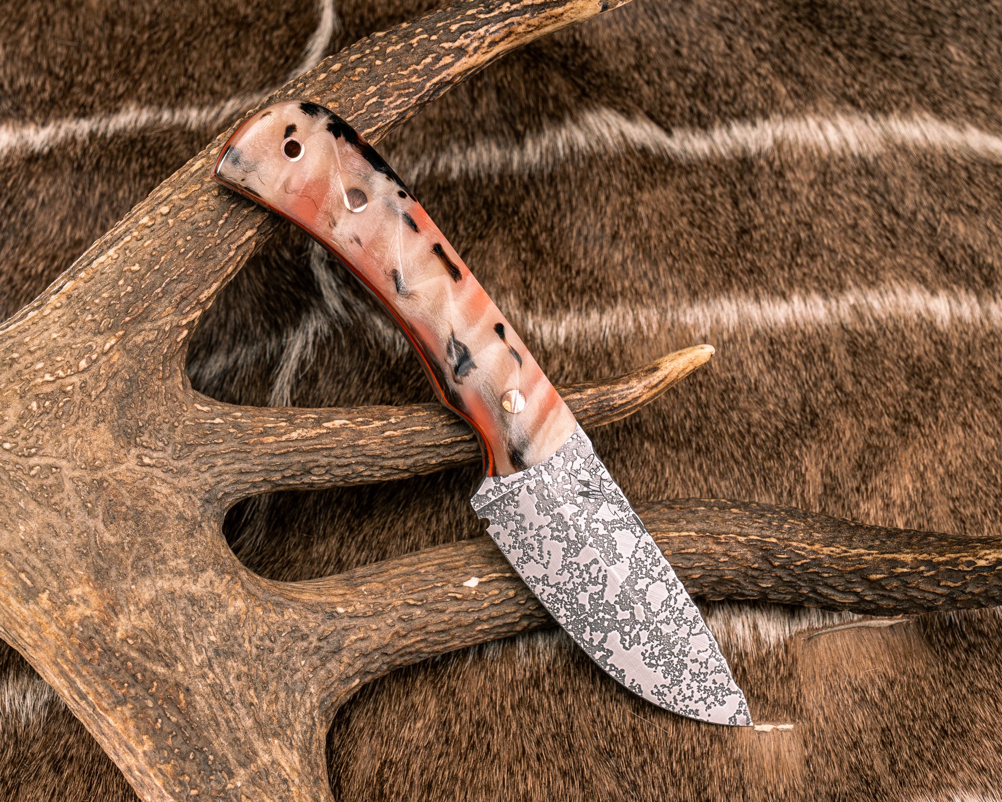 Cavner- Rams Horn, Copper Pins, Copper Lanyard Pin, Orange G10 Liner ...