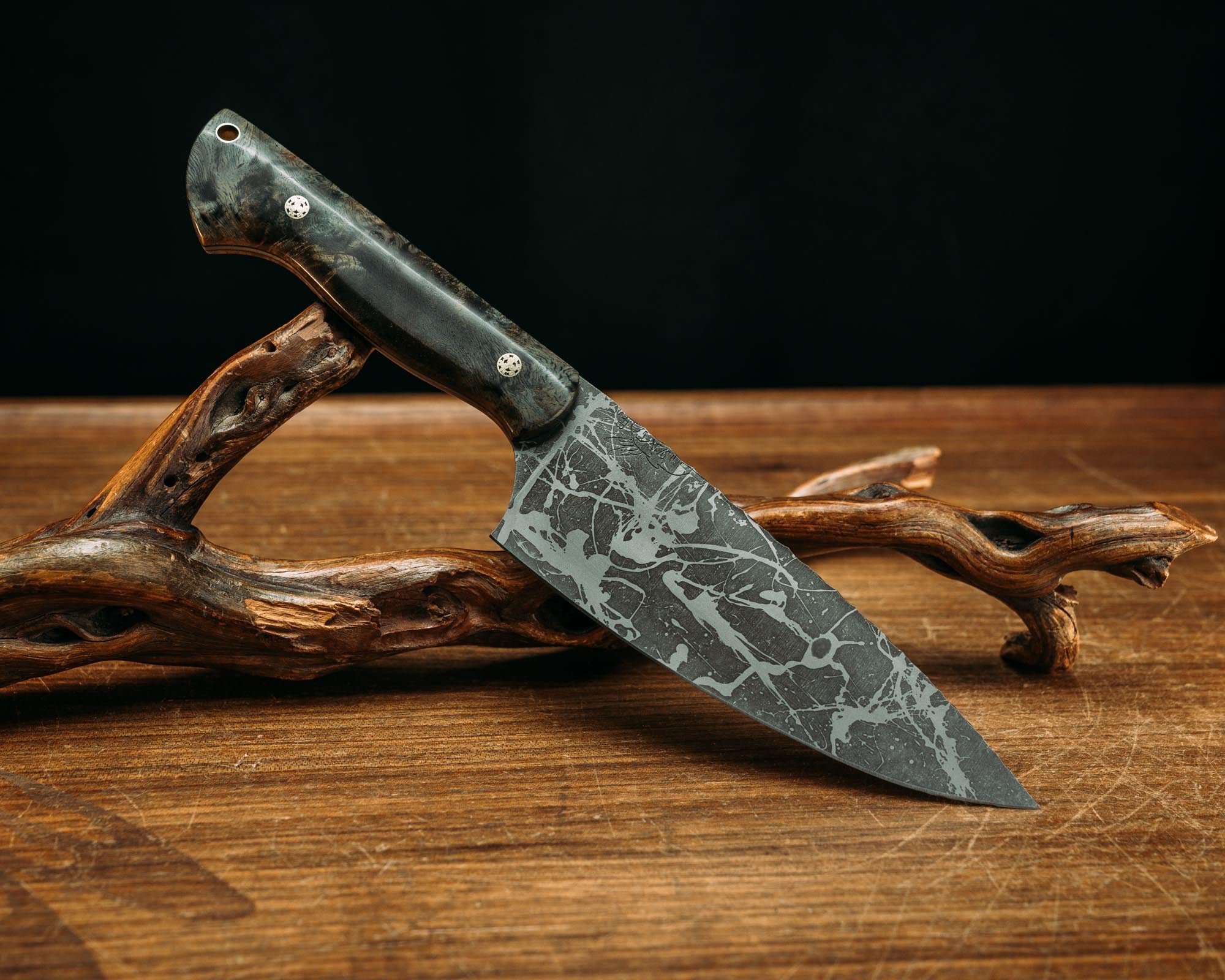 Chef Jr- Dyed Black Ash, Mosaic Pins, Brass Lanyard Pin, Smooth Grip ...