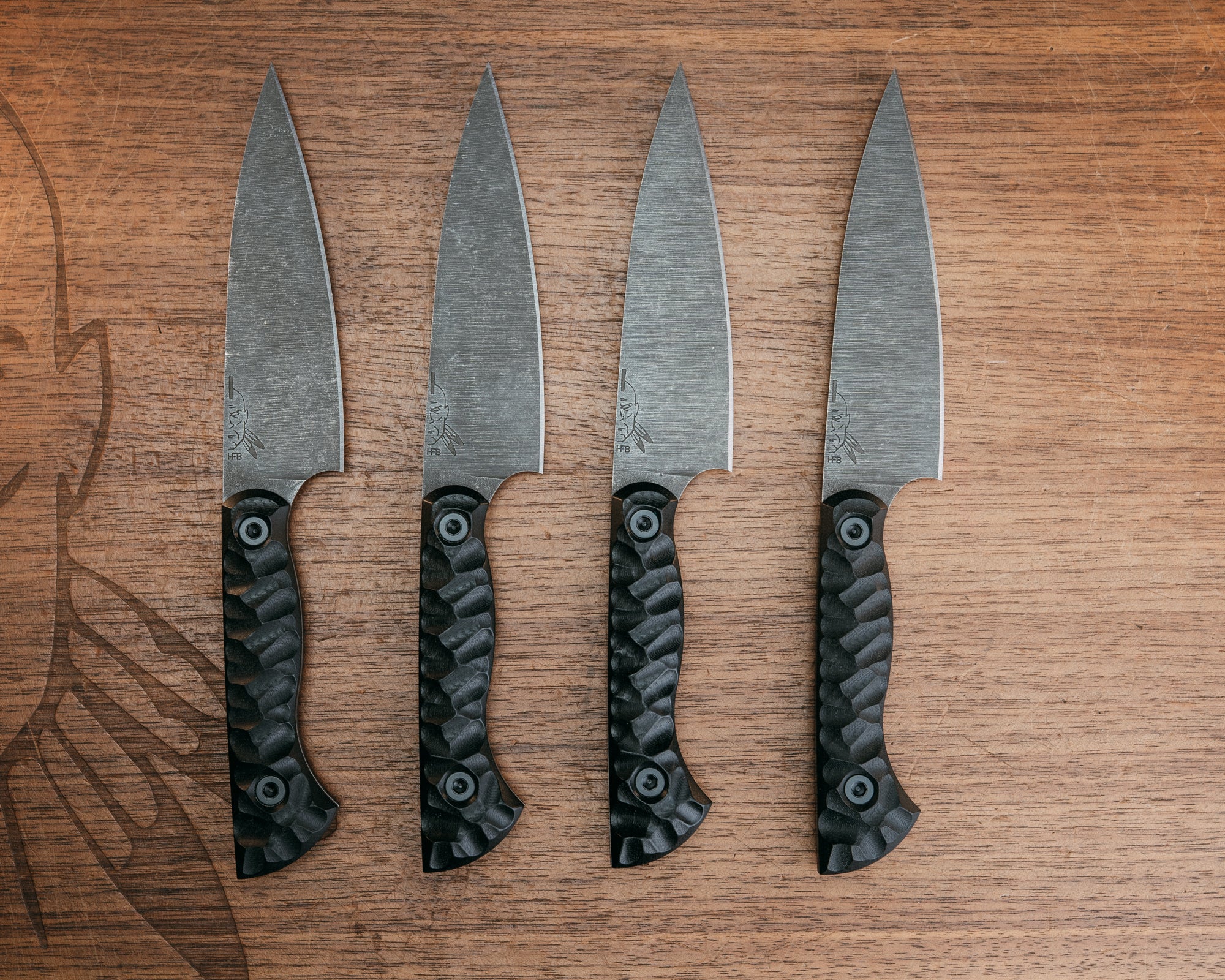 Steak Knife Set (4 Pcs) - Black G10, Allen Bolts, Chaos Grip. – Half ...
