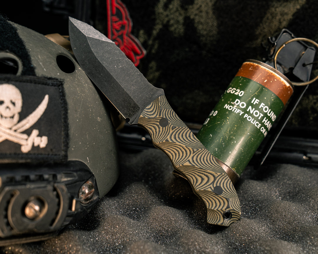 Disaster Cub- Black and OD Green Layered G10, CF Pins, CF Lanyard Pin ...
