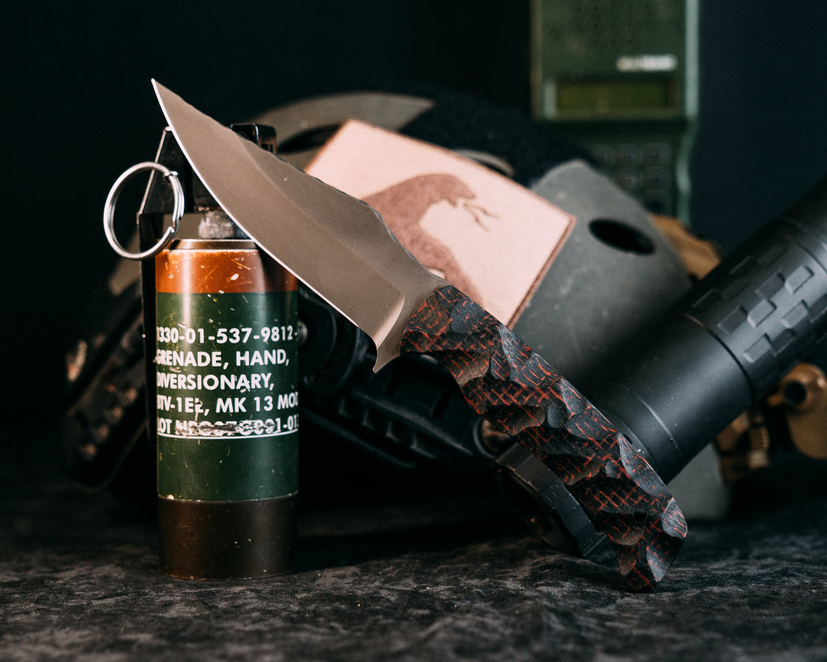 Tosahwi - Black and Red Burlap Micarta, CF Pins, CF Lanyard Pin, Chaos ...