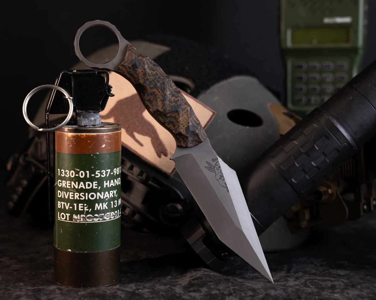 Ringed Tac Tanto - Badlands Burlap Micarta, CF Pins, Chaos Grip – Half ...
