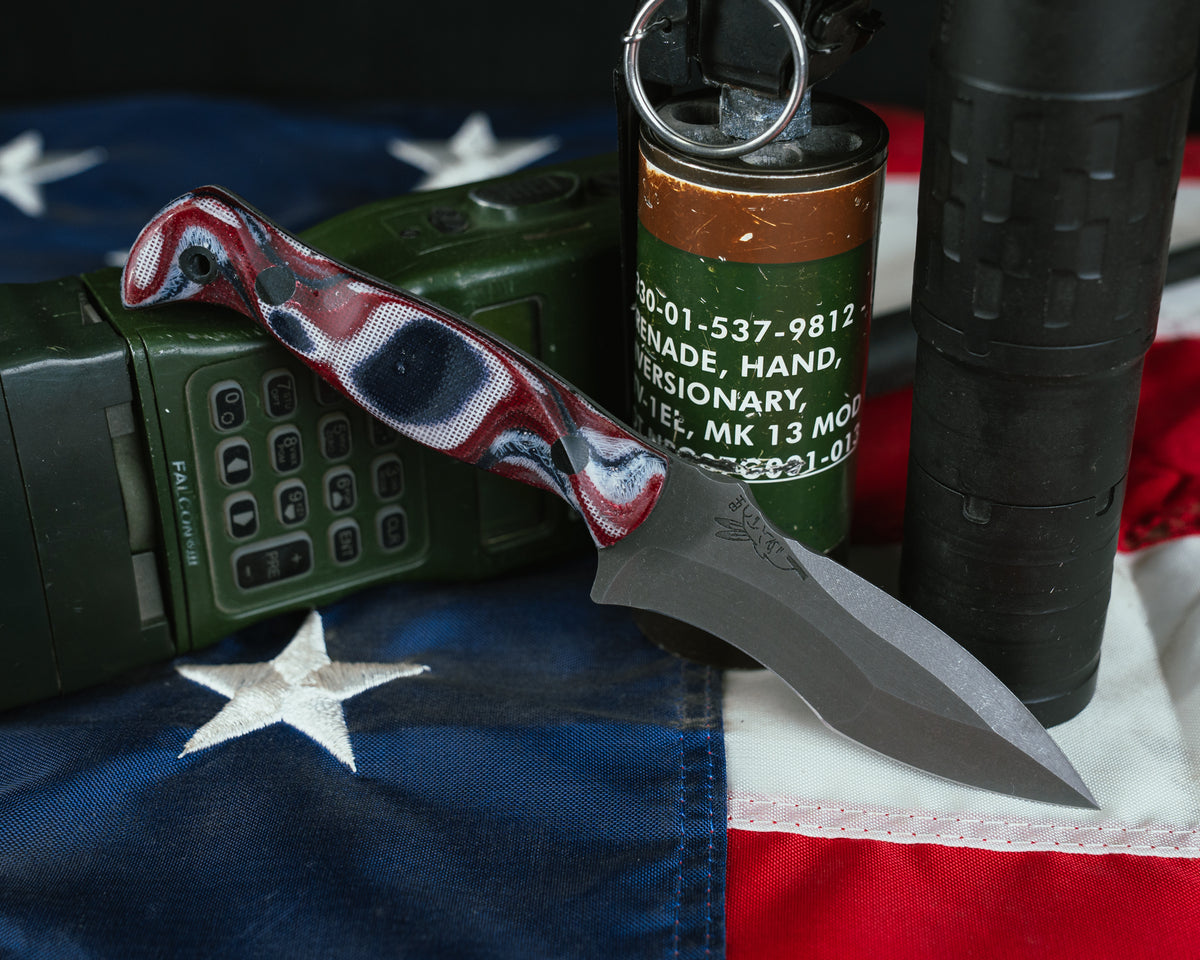 Extremis MK1 - American Flag Micarta, CF Pins, CF Lanyard Pin, Contour ...