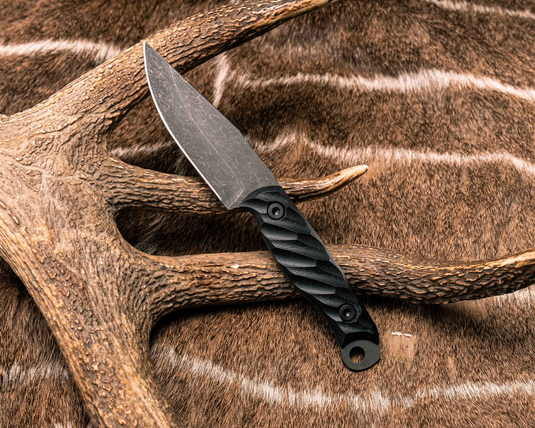 Crow Jr- Black G10, Allen Bolts, Textured Grip – Half Face Blades