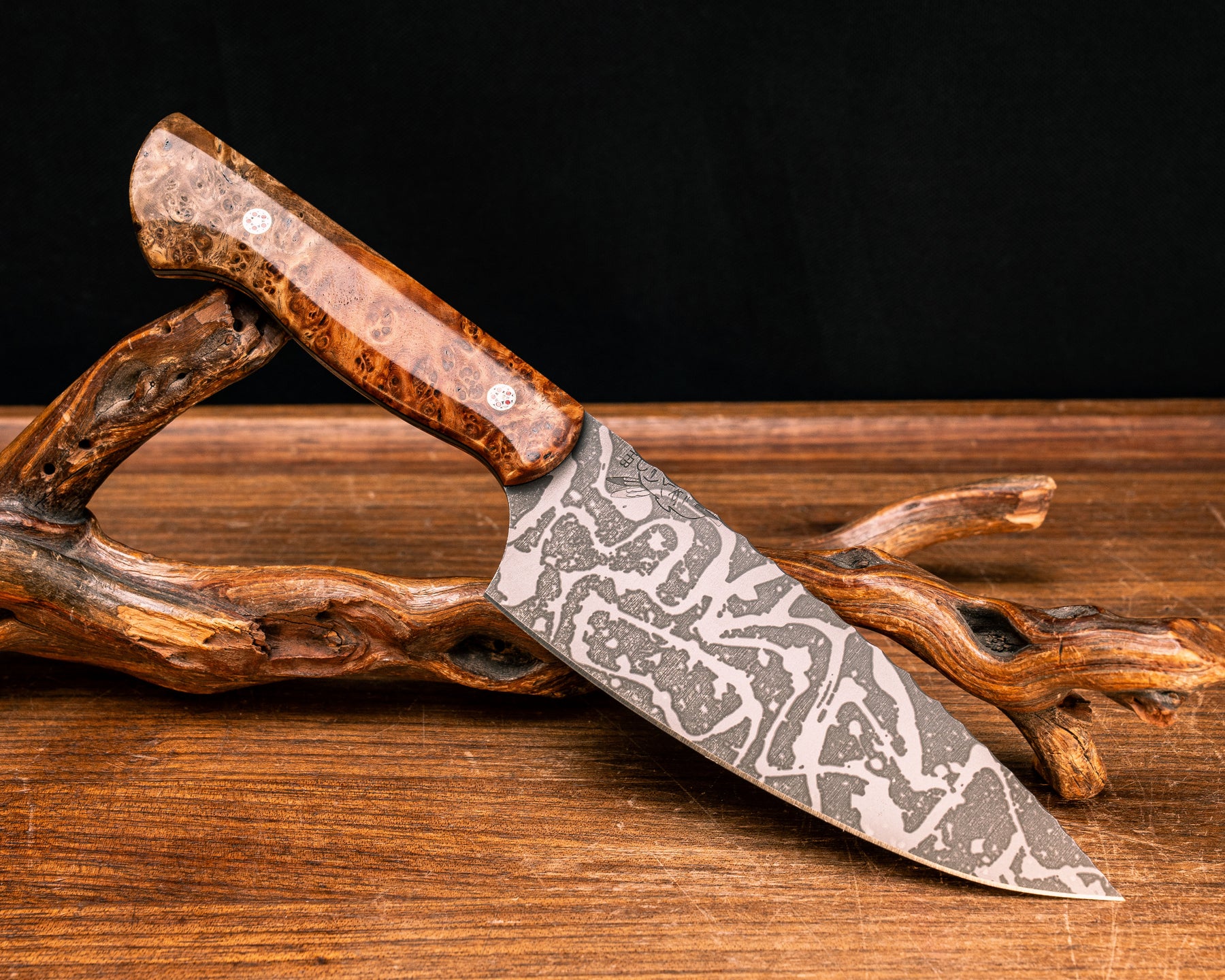 Chef Jr- Lion's Blood Amboyna, Mosaic Pins, Smooth Grip – Half Face Blades