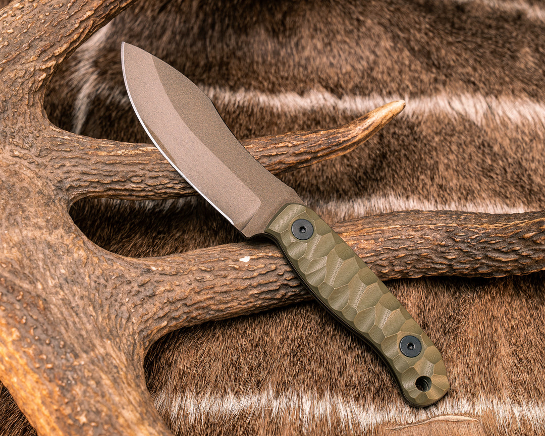 Skinner Jr - OD Green G10, Midnight Bronze Cerakote, Allen Bolts, Text ...
