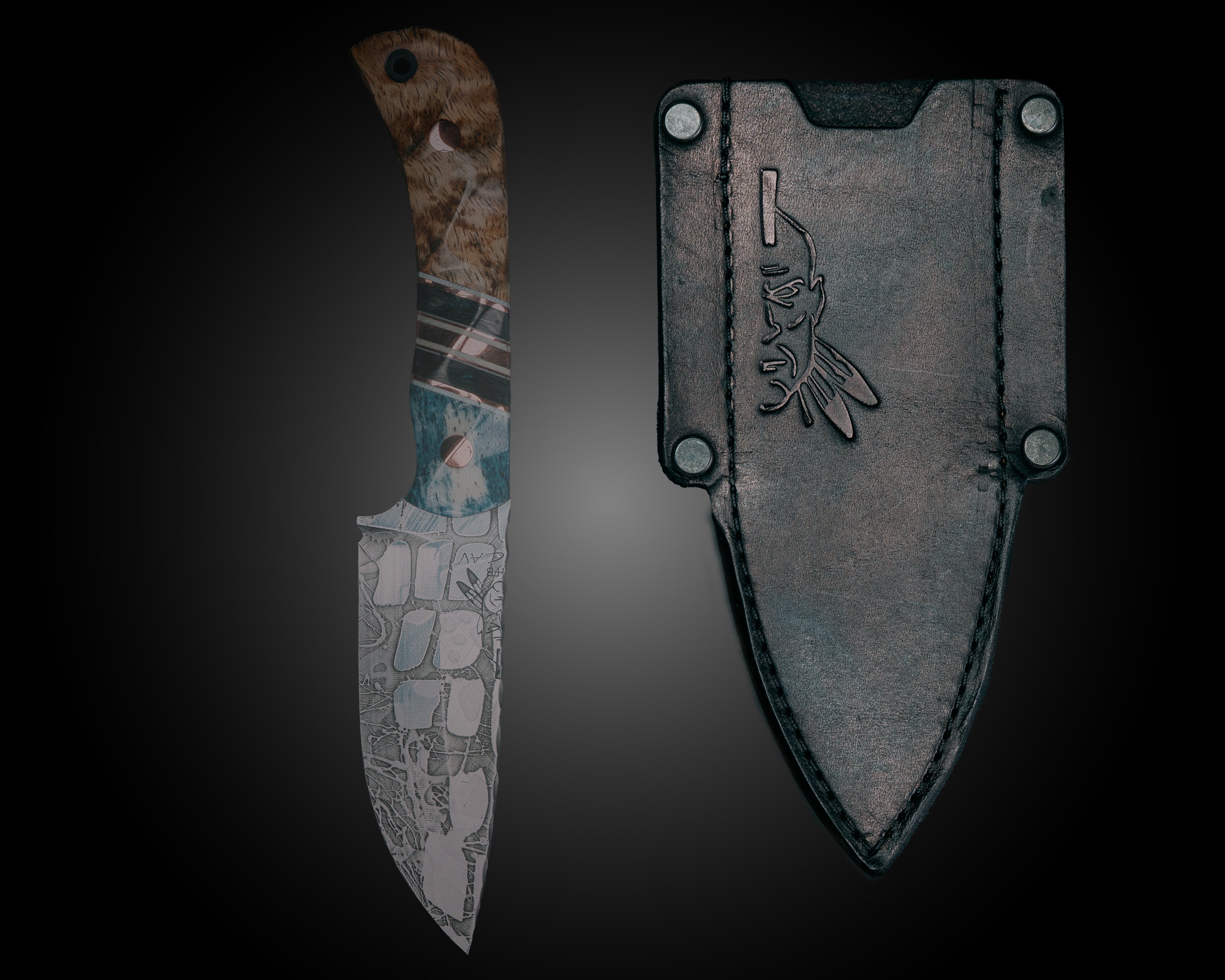 (Leather sheath) For Crow jr, Cav jr, Disaster jr, fits 6"-8"overall l ...